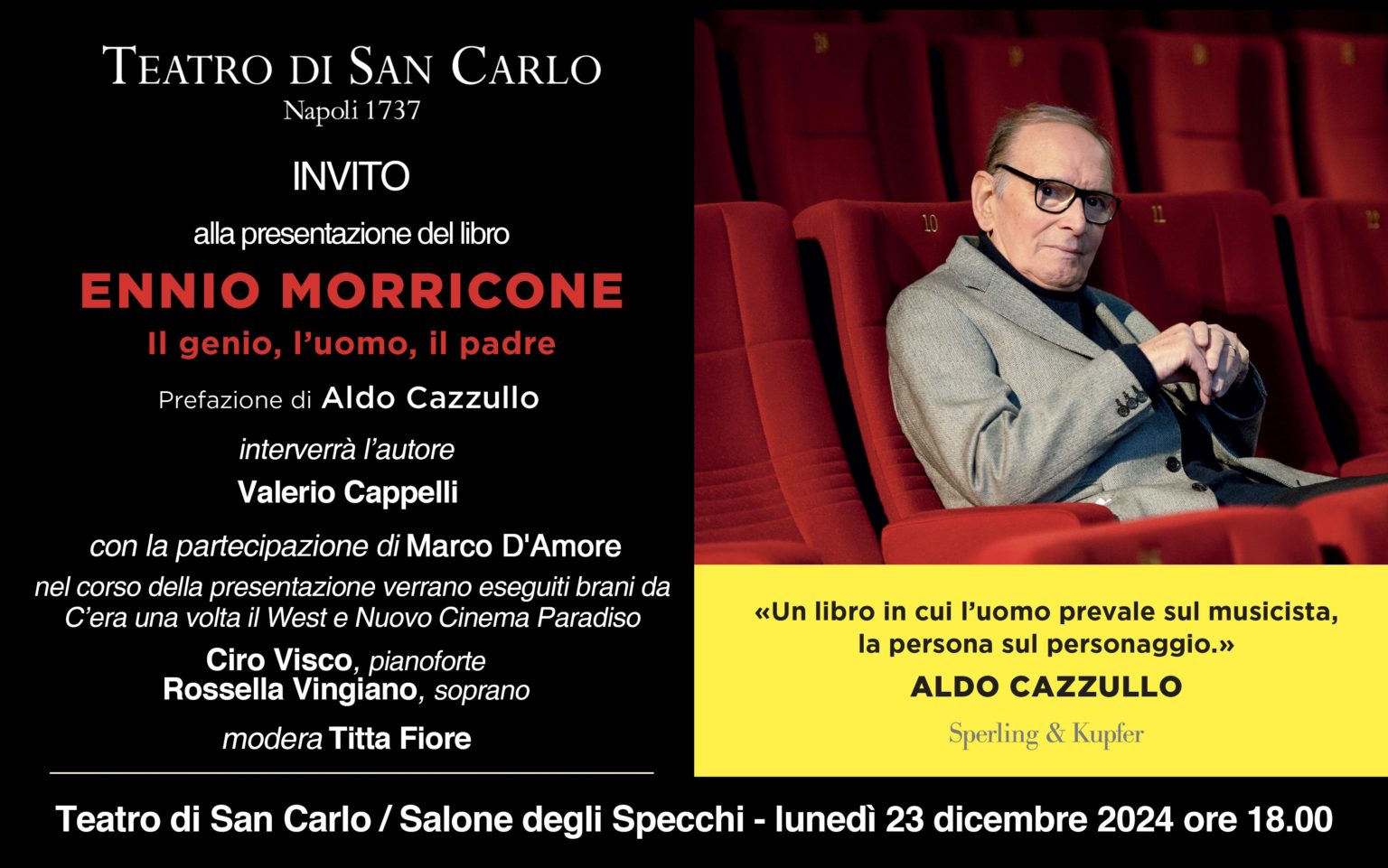 Teatro di San Carlo/ Ennio Morricone: il genio (musicale), l'uomo e il ...